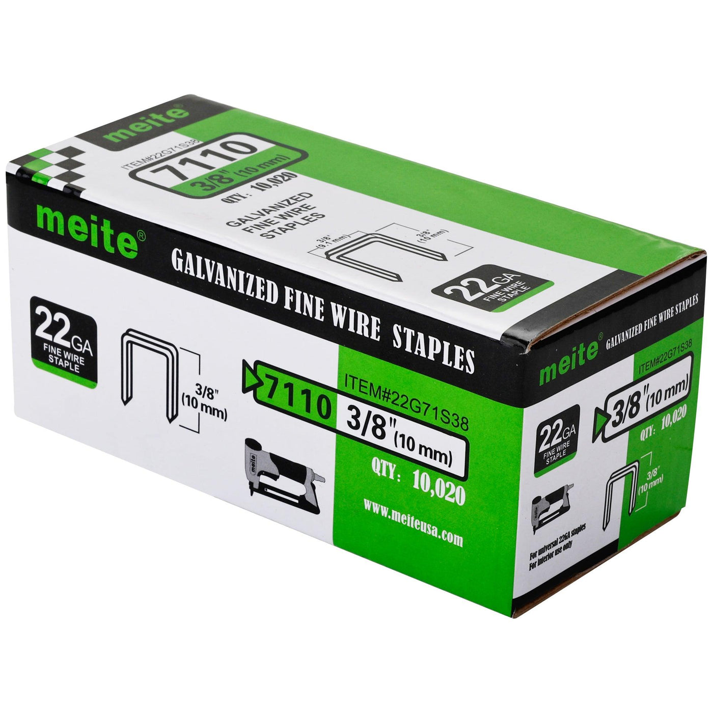 Meite USA 22 Gauge 3/8" Crown Fine Wire Staples for Furniture Work ...