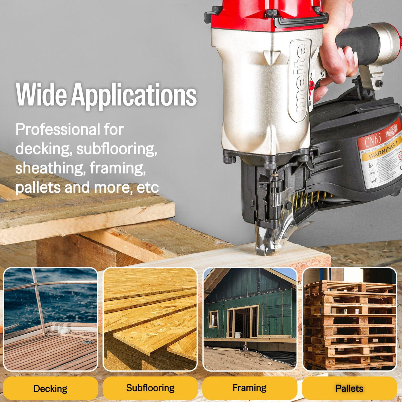 Meite USA CN65 15 Degree Pneumatic Coil Pallet Nailer | Industrial ...